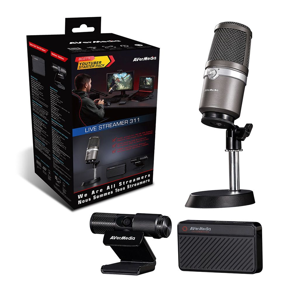 AVerMedia Streamer Starter Kit with Capture card, MIC, Webcam 311 BO31 ...
