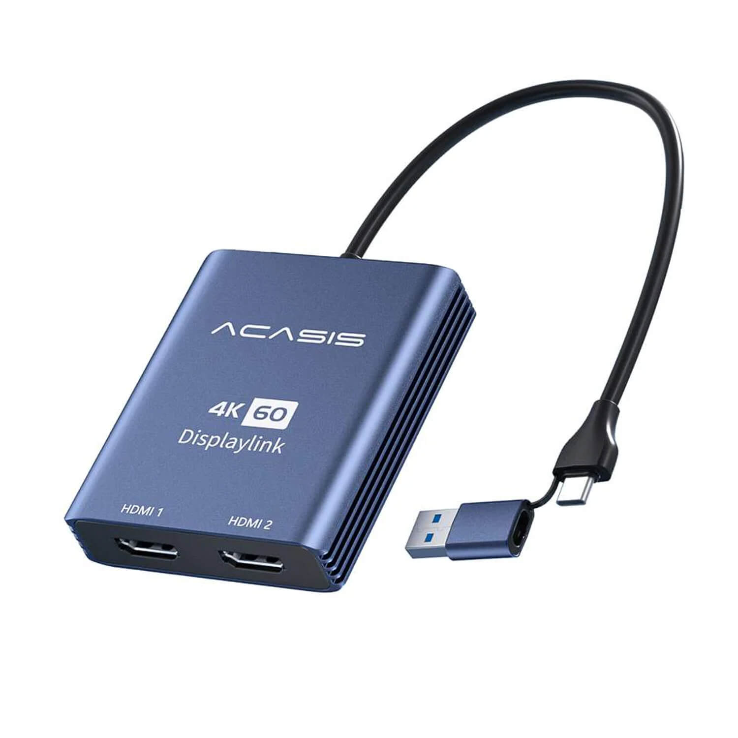 מתאם Acasis USB-C/A to 2x HDMI 4K/60Hz DisplayLink – Cryptech